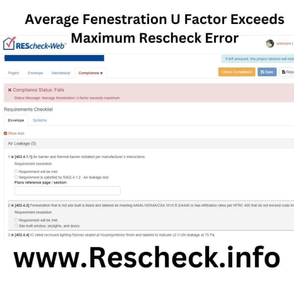 Average Fenestration U Factor Exceeds Maximum Rescheck Error | $79 ...
