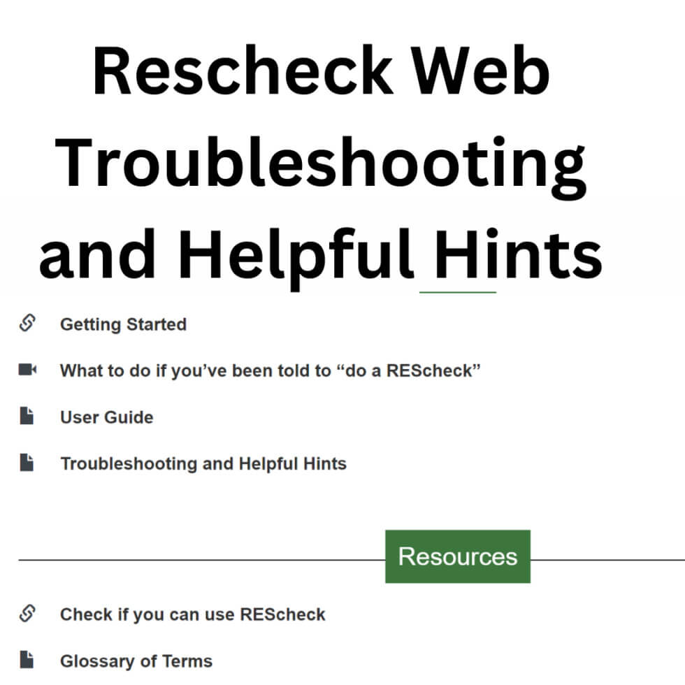 Rescheck Web Troubleshooting, Helpful Hints, and Common Questions ...